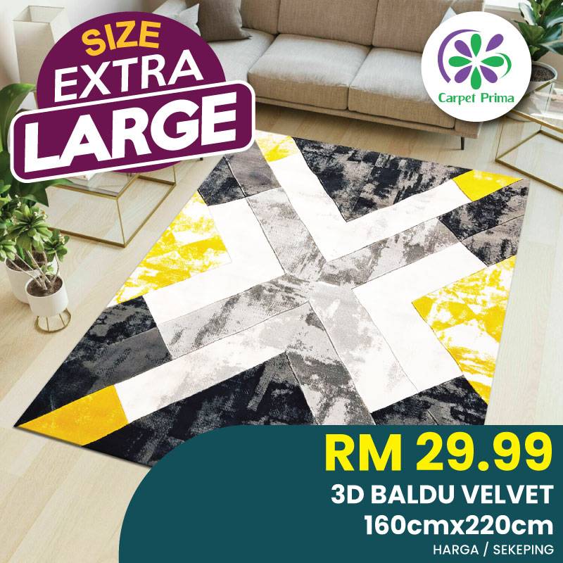3D BALDU VELVET CARPET EXTRA LARGE Saiz: 160cm x 220cm (EXTRA LARGE)_3