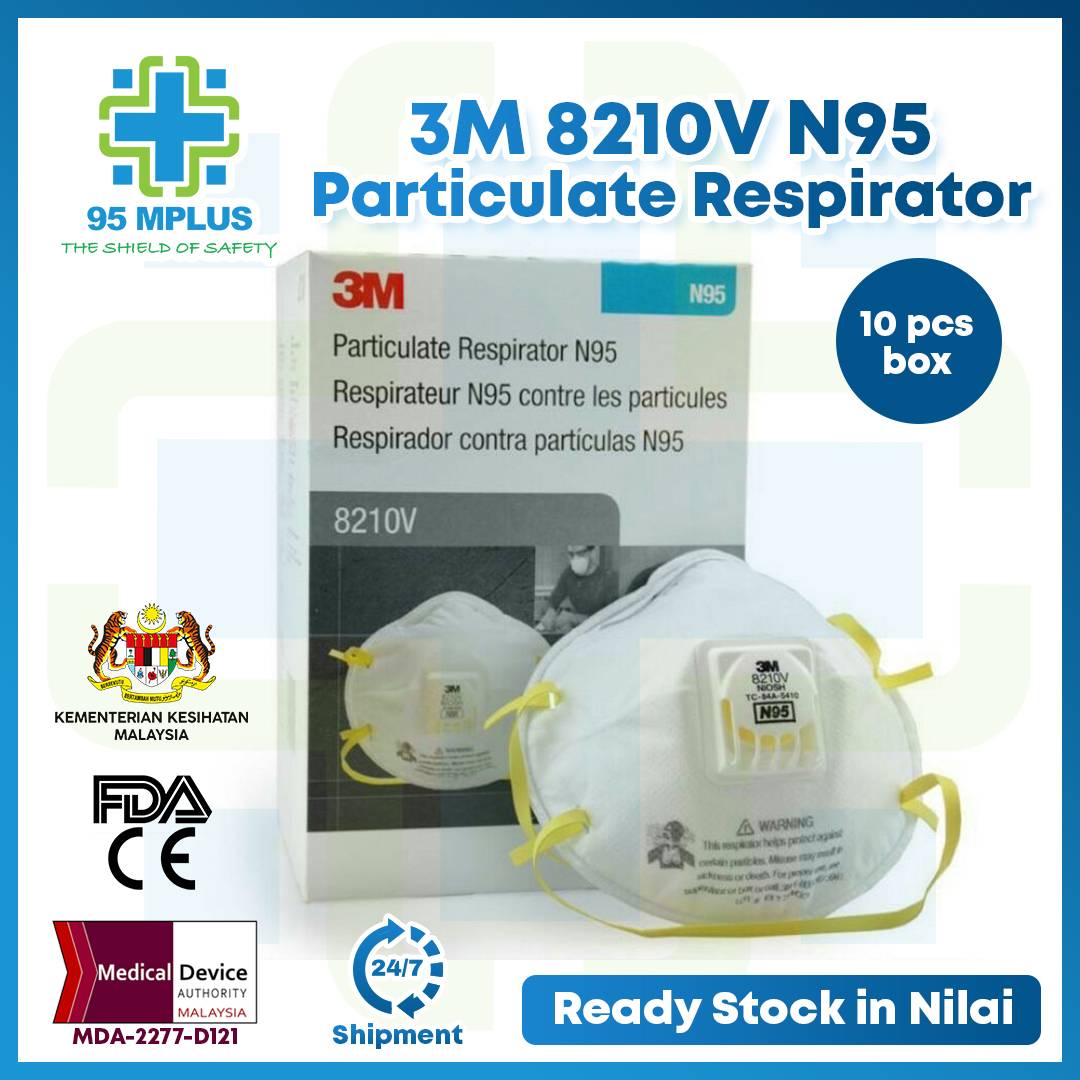 Ship From-MALAYSIA 】【10pcs】8210V 3M PARTICULATE RESPIRATOR N95 FACE MASK