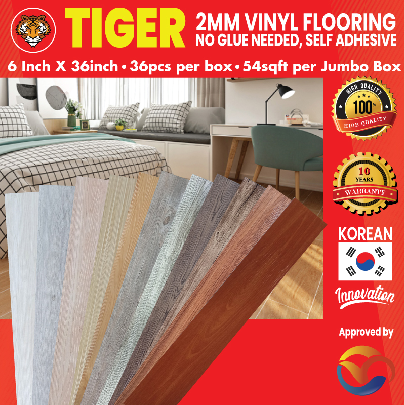[KEPING] TIGER 2MM VINYL FLOORING SELF ADHESIVE 36pcs 54sqft Sticker ...